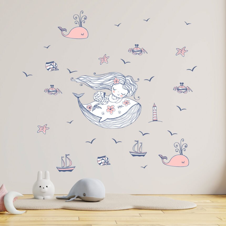 Stickers sirena ballena - VINILOPOLIS