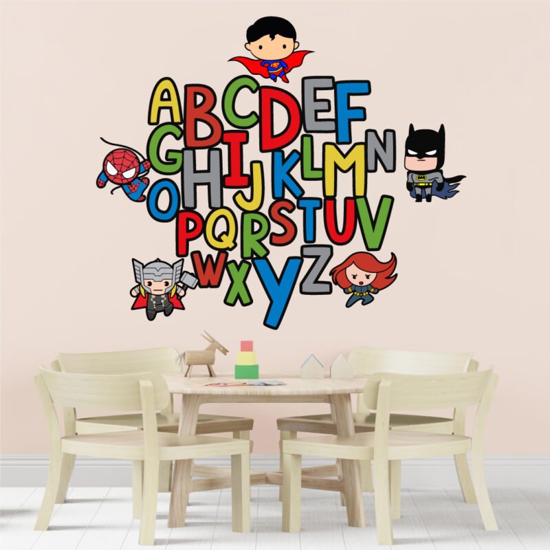 Vinilo didáctico abecedario superhéroes - VINILOPOLIS