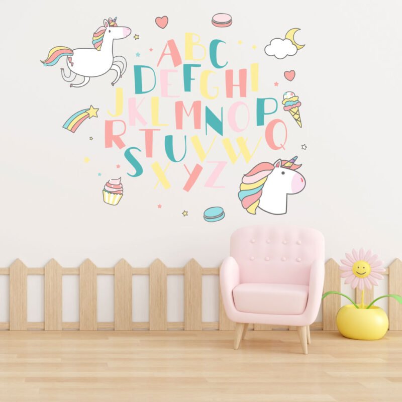 Vinilo didáctico abecedario unicornios - VINILOPOLIS