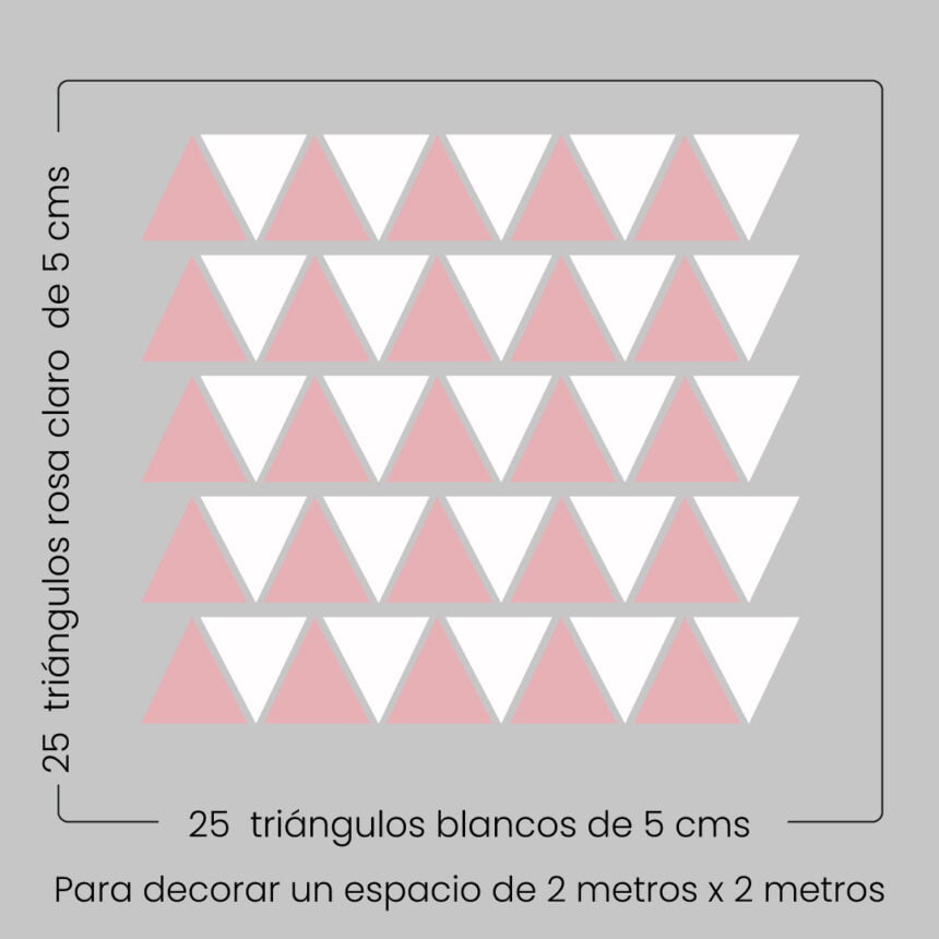 Mini vinilos triángulos rosa claro y blancos - VINILOPOLIS
